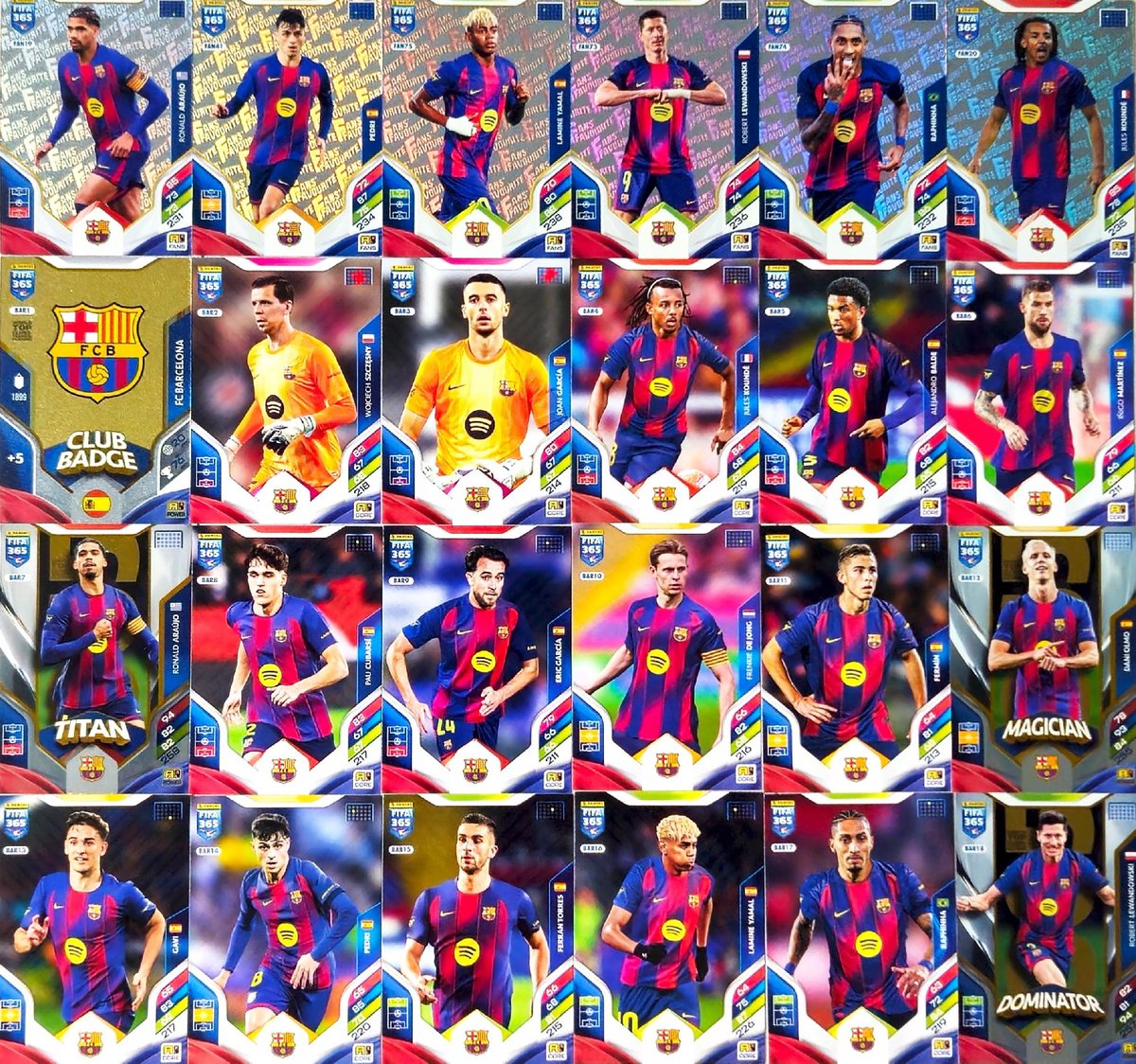BARCELONA FIFA 365 2026 PANINI Zestaw 24 kart KOMPLET FANS Favourite ...