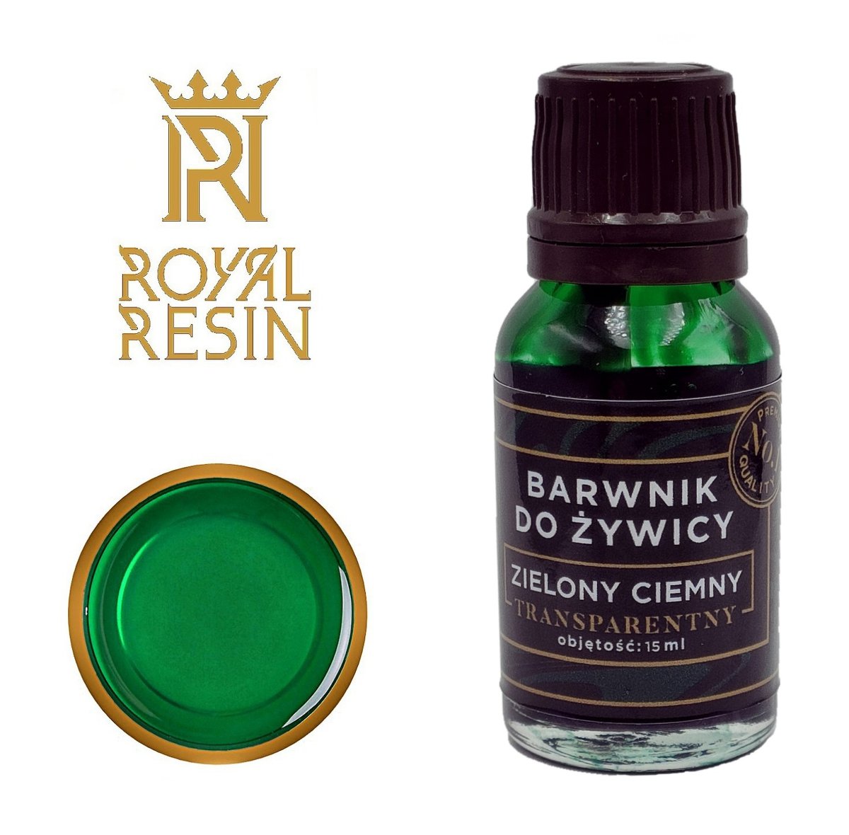 Barwnik do żywicy Transparentny ZIELONY CIEMNY ( BUTELKOWA) 15ml / Royal Resin - Inna marka ...