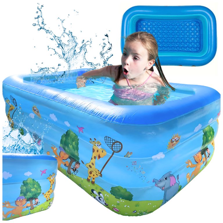 Basen DMUCHANY 3 Komory Prostokątny OGRODOWY Dla Dzieci 135x80 cm do ...