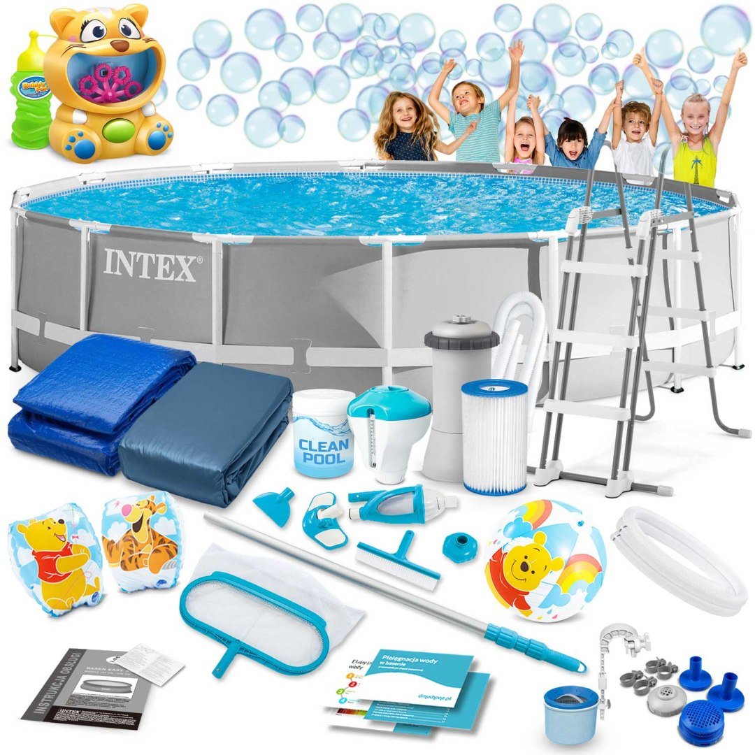 Basen ogrodowy stelażowy 427 x 107 cm 21w1 INTEX 26720 + maszynka do ...