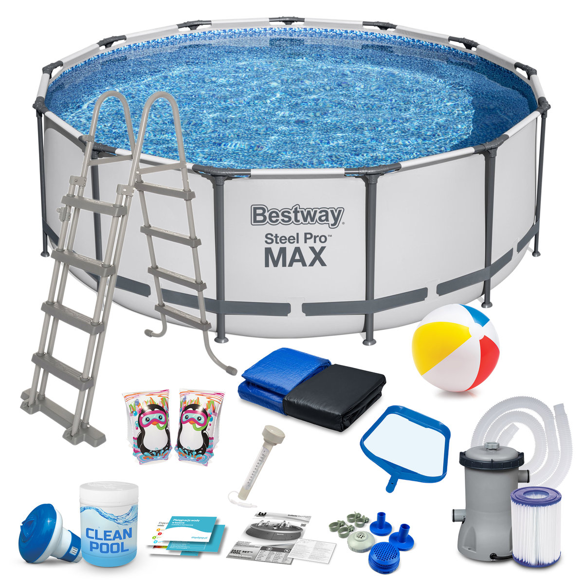 Basen ogrodowy, stelażowy, Bestway 5618W, 396x122cm, zestaw 18w1 - Bestway | Sklep EMPIK.COM