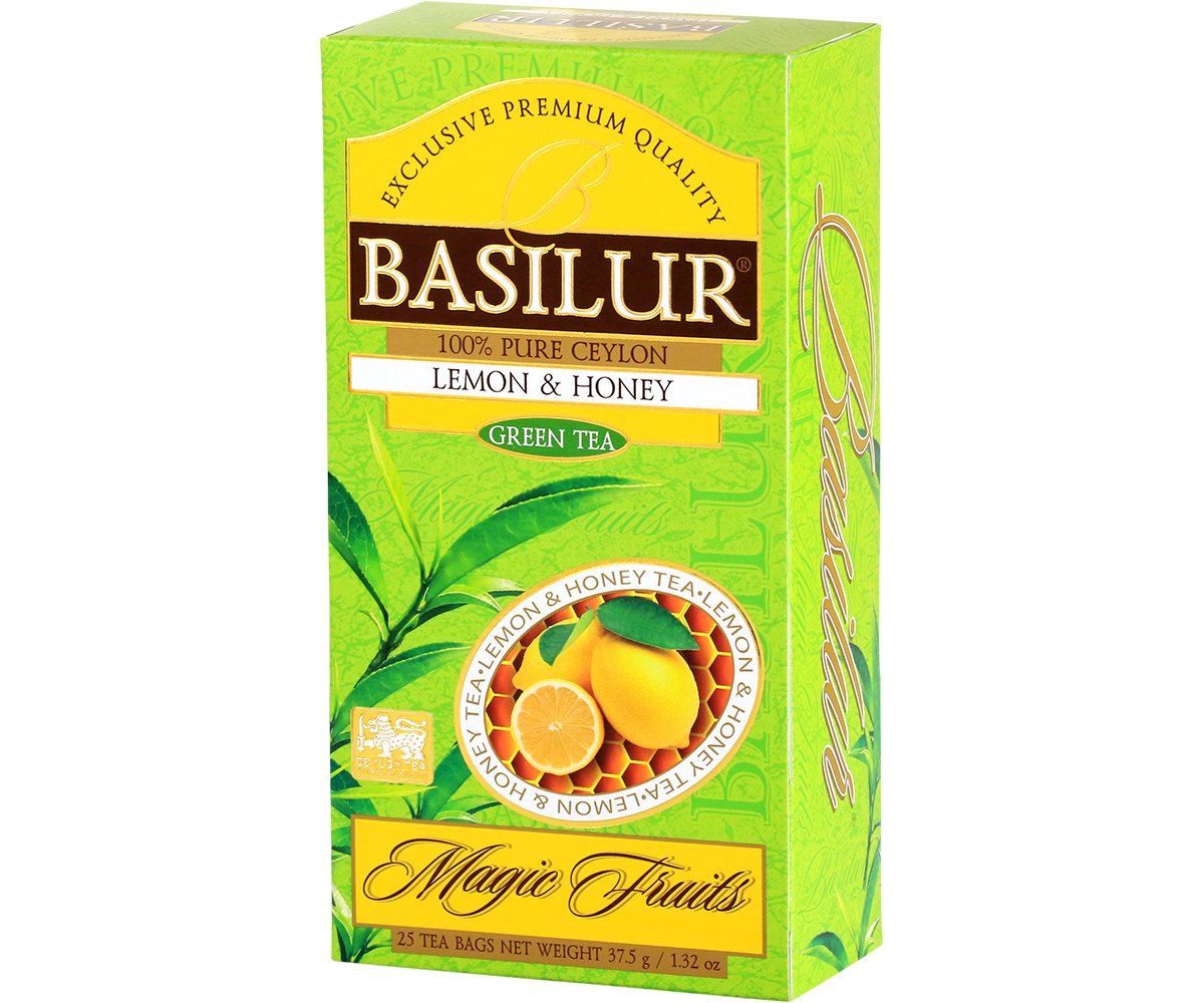 Basilur LEMON & HONEY herbata zielona CEJLOŃSKA miód cytryna saszetki ...