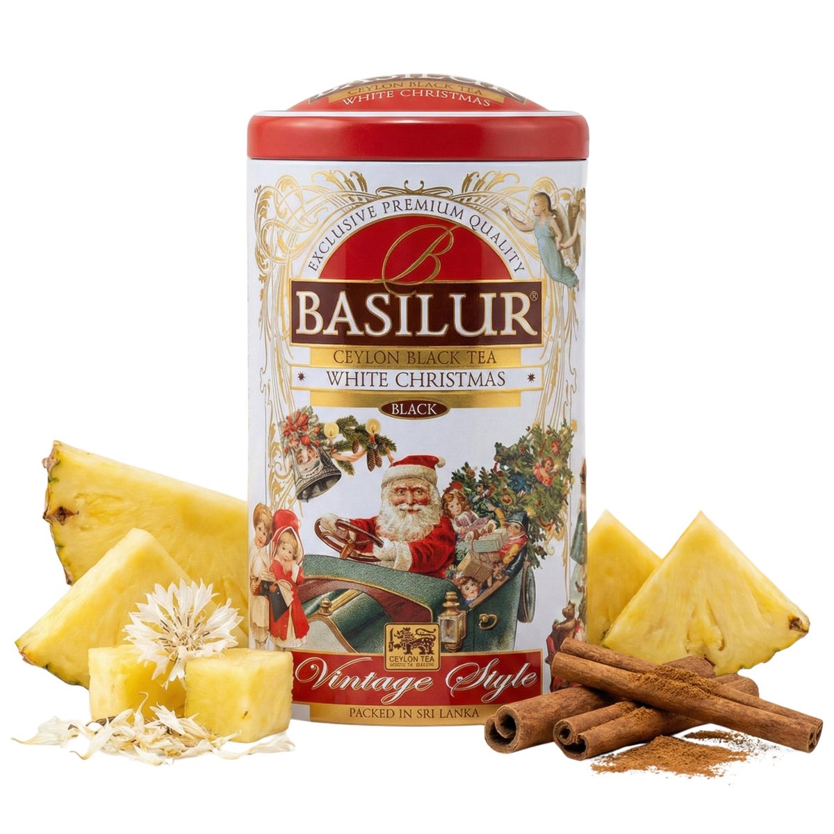 BASILUR White Christmas ŚWIĄTECZNA czarna herbata LIŚCIASTA, owocowo ...