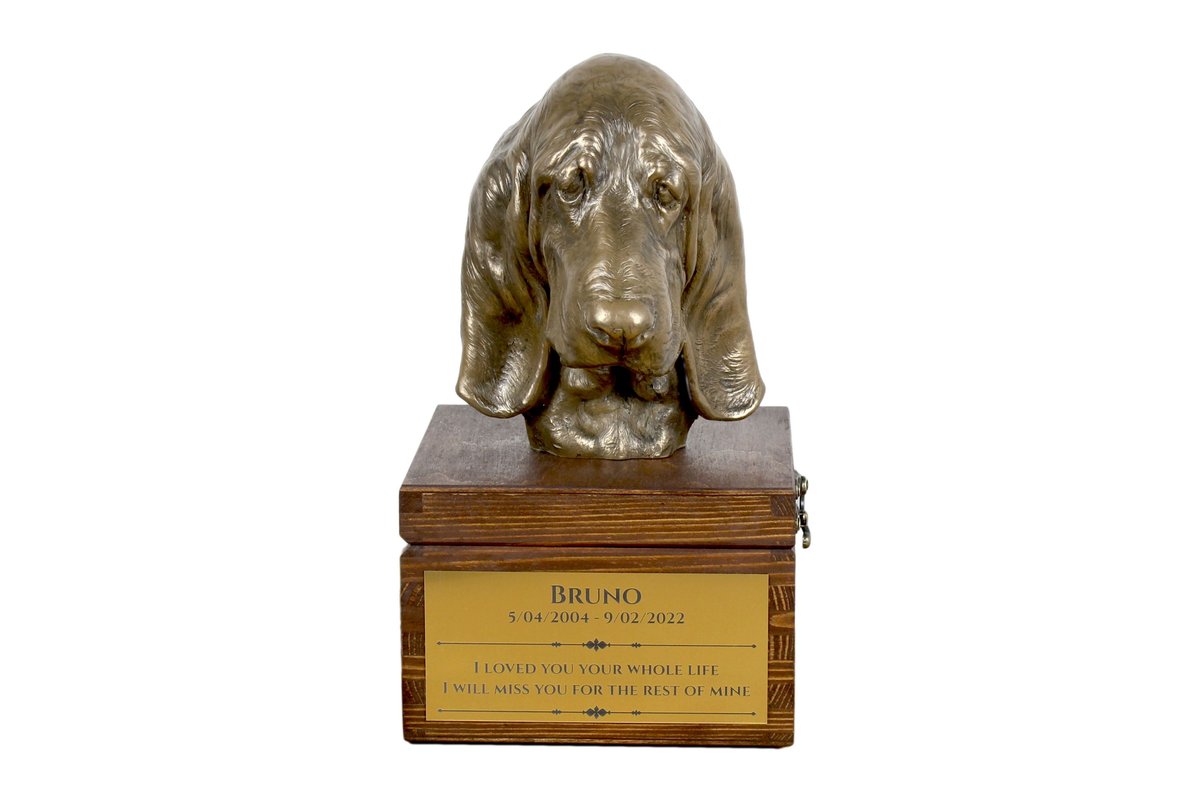 Basset Hound - urna na prochy psa ze statuetką, mała urna dla psa ...