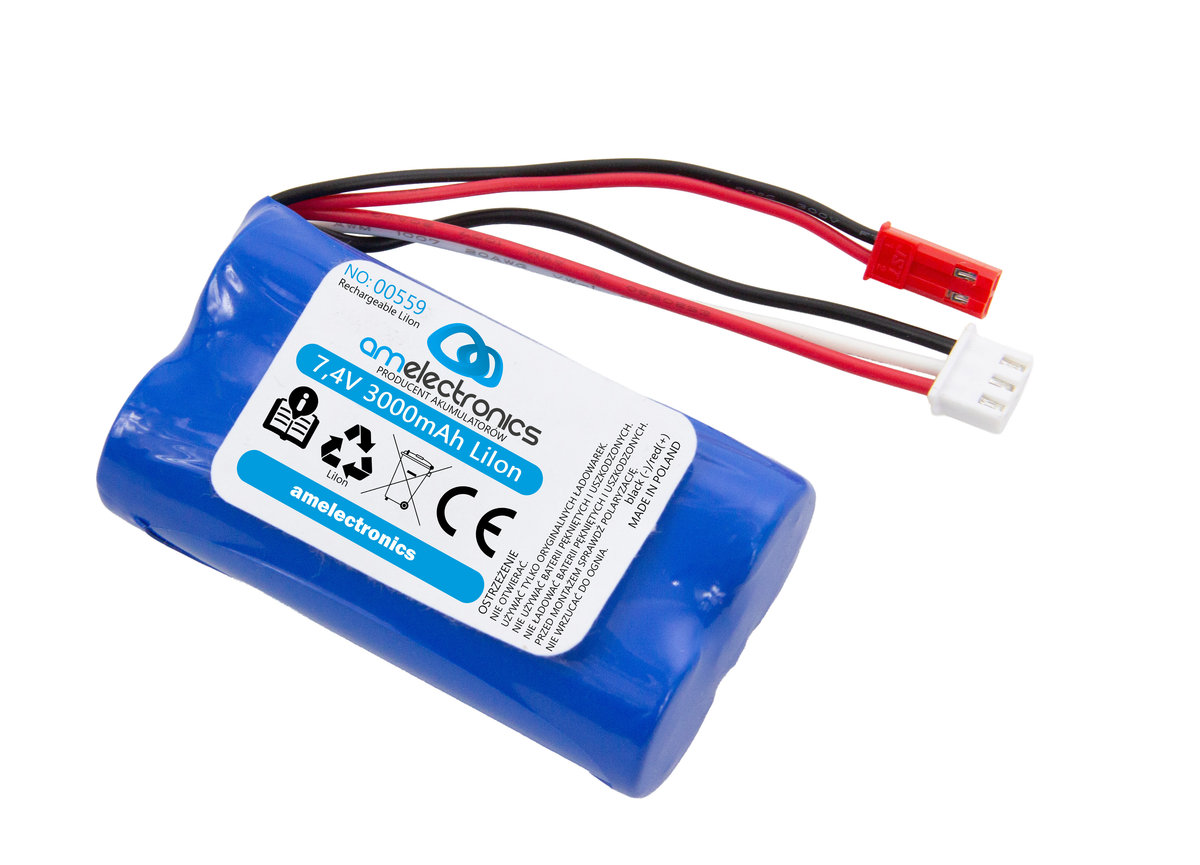 Bateria Akumulator do WLtoys 7,4V 3,0Ah li-ion (0559) - AM Electronics ...