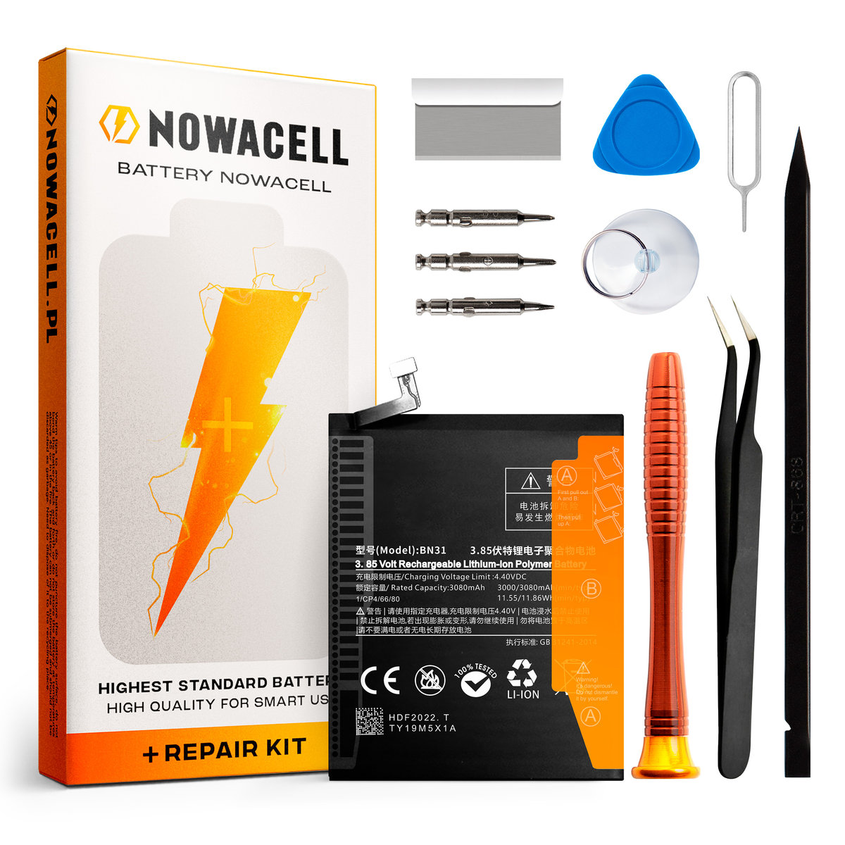 Bateria BN31 do Xiaomi Redmi S2, Mi A1, 5X, 3080 mAh, Zestaw Naprawczy ...