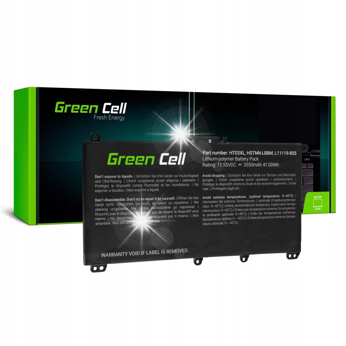 Bateria Green Cell HT03XL L11119-855 do HP 250 G7 250 G8 255 G7 HP 14 ...