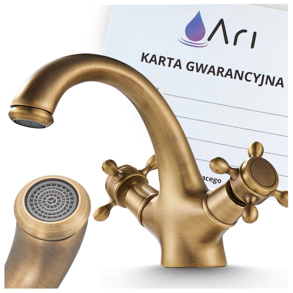 Bateria Łazienkowa Umywalkowa RETRO ANTYCZNA w STARYM STYLU z Mosiądzu ...