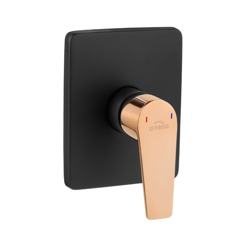 Bateria podtynkowa wannowo-prysznicowa Invena Midnight czarny gold/rose ...