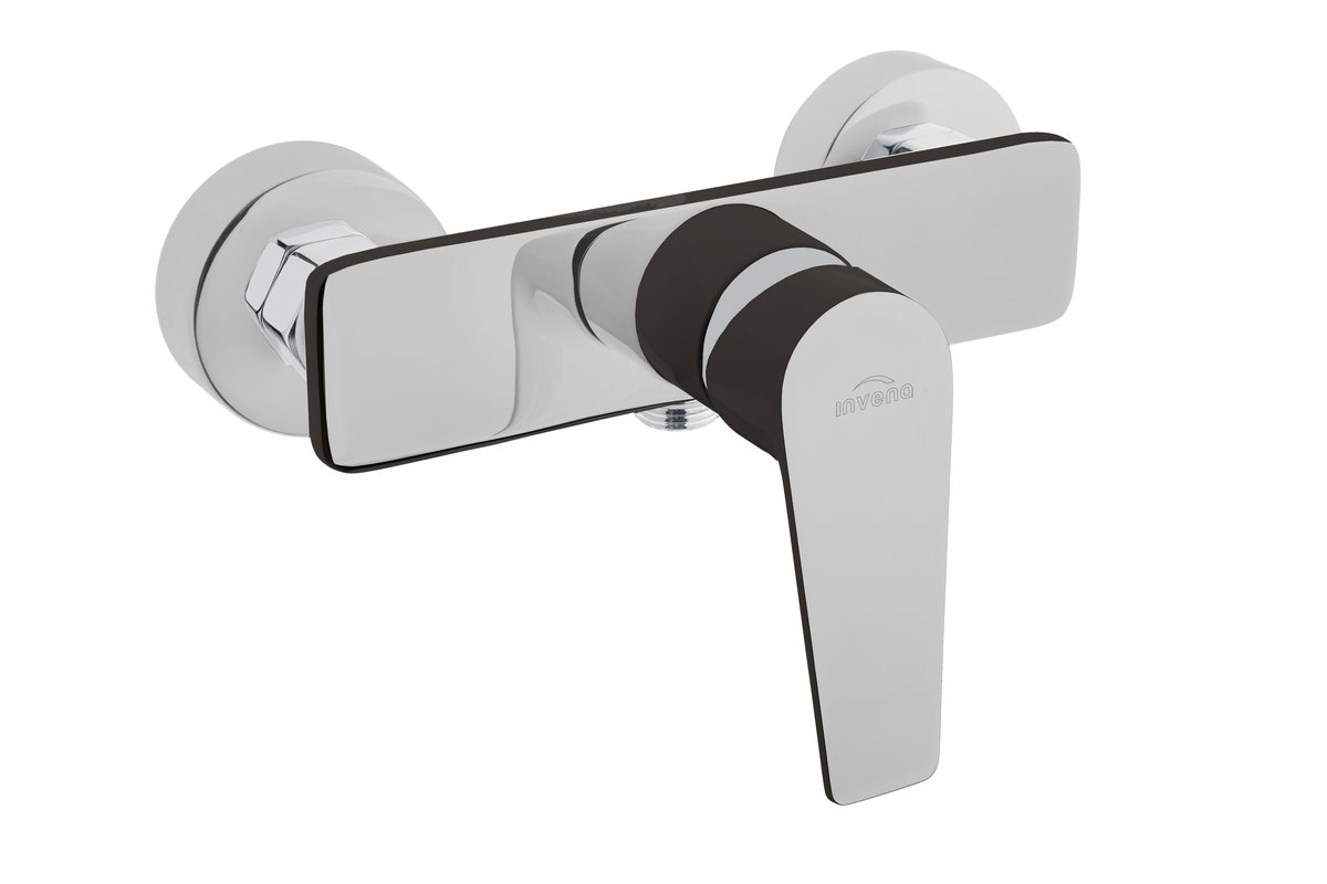 Bateria prysznicowa jednouchwytowa ścienna Invena DOKOS czarna/srebrna ...