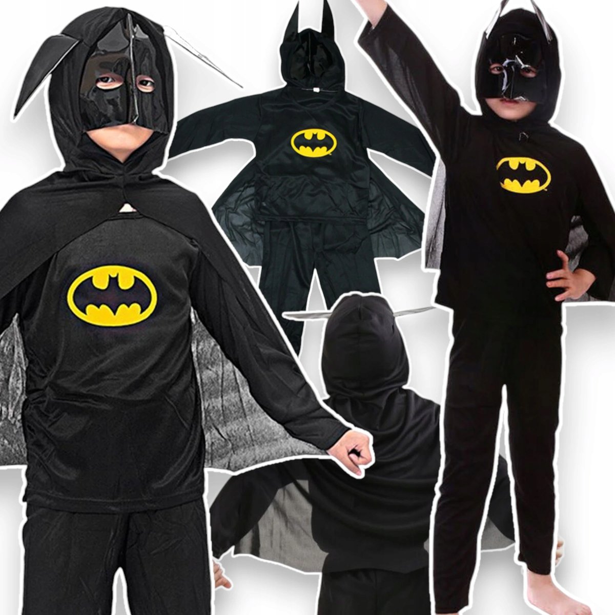 BATMAN KOSTIUM DLA CHŁOPCA PELERYNA MASKA 4w1 STRÓJ NA IMPREZĘ roz 122 ...