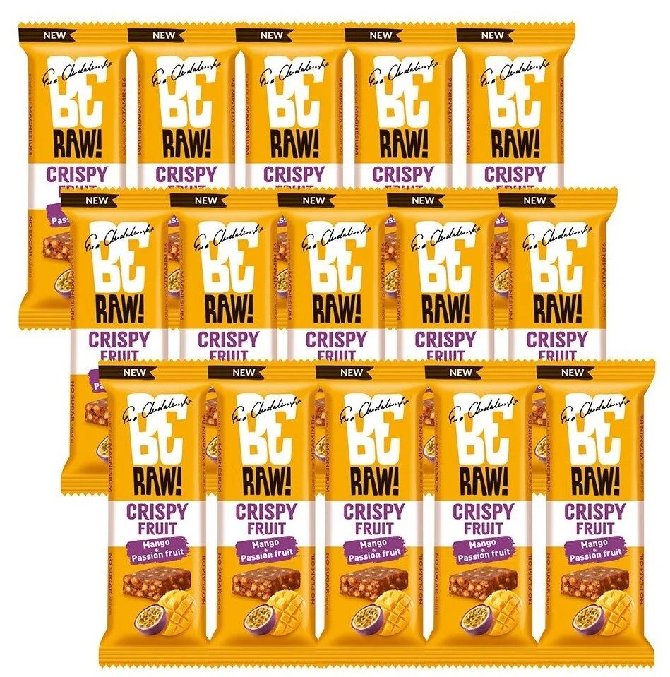 Baton proteinowy BERAW Crispy Fruit Mango-marakuja (15 x 40 g) - BeRaw ...