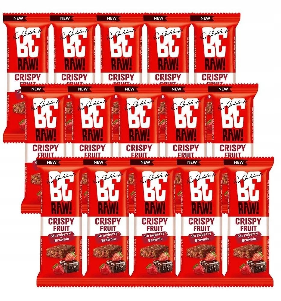 Baton proteinowy BERAW Crispy Fruit Truskawka-brownie (15 x 40 g ...