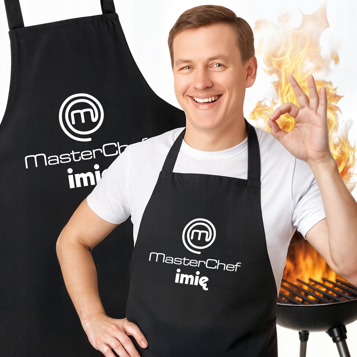 Bawełniany Czarny Personalizowany Fartuch Kuchenny Masterchef Z ...