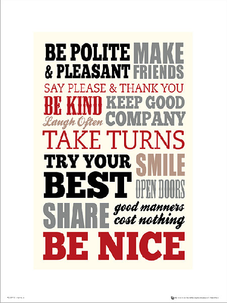 Be Polite Be Nice - plakat premium 30x40 cm - Inny producent | Sklep ...