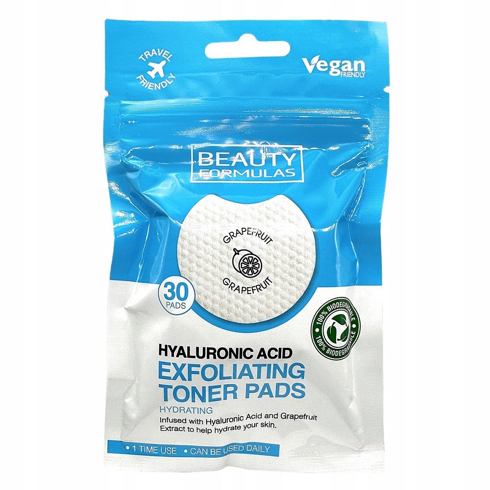Beauty Formulas, Hyaluronic Acid Exfoliating Toner Pads, nasączone ...