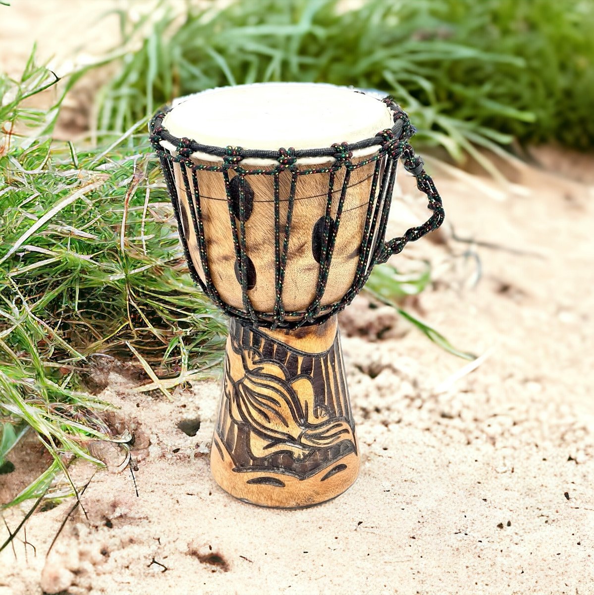 Bęben Bębenek Drewniany Rzeźbiony Djembe Instrumenty Muzyczne Prezent ...