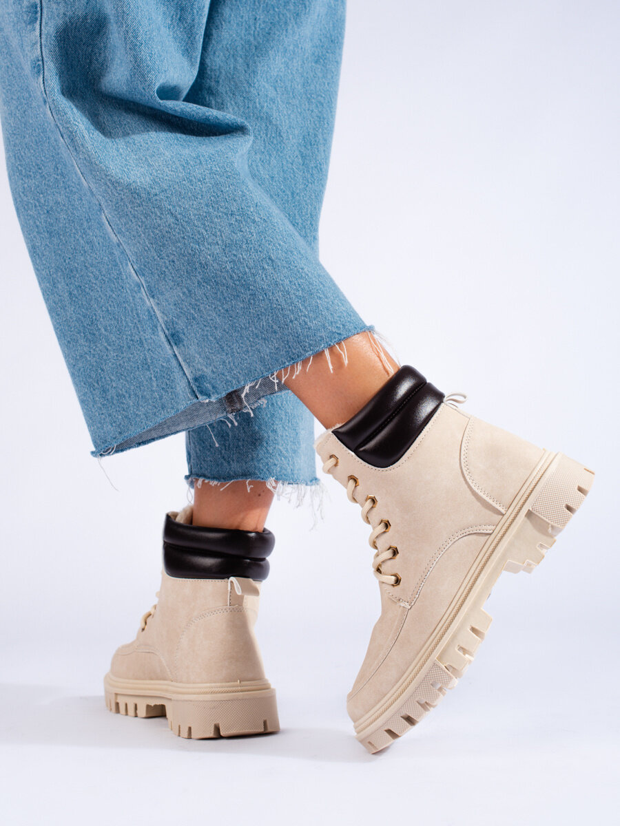 BeĹĽowe trapery damskie Shelovet-36.5 - Inna marka | Moda Sklep EMPIK.COM