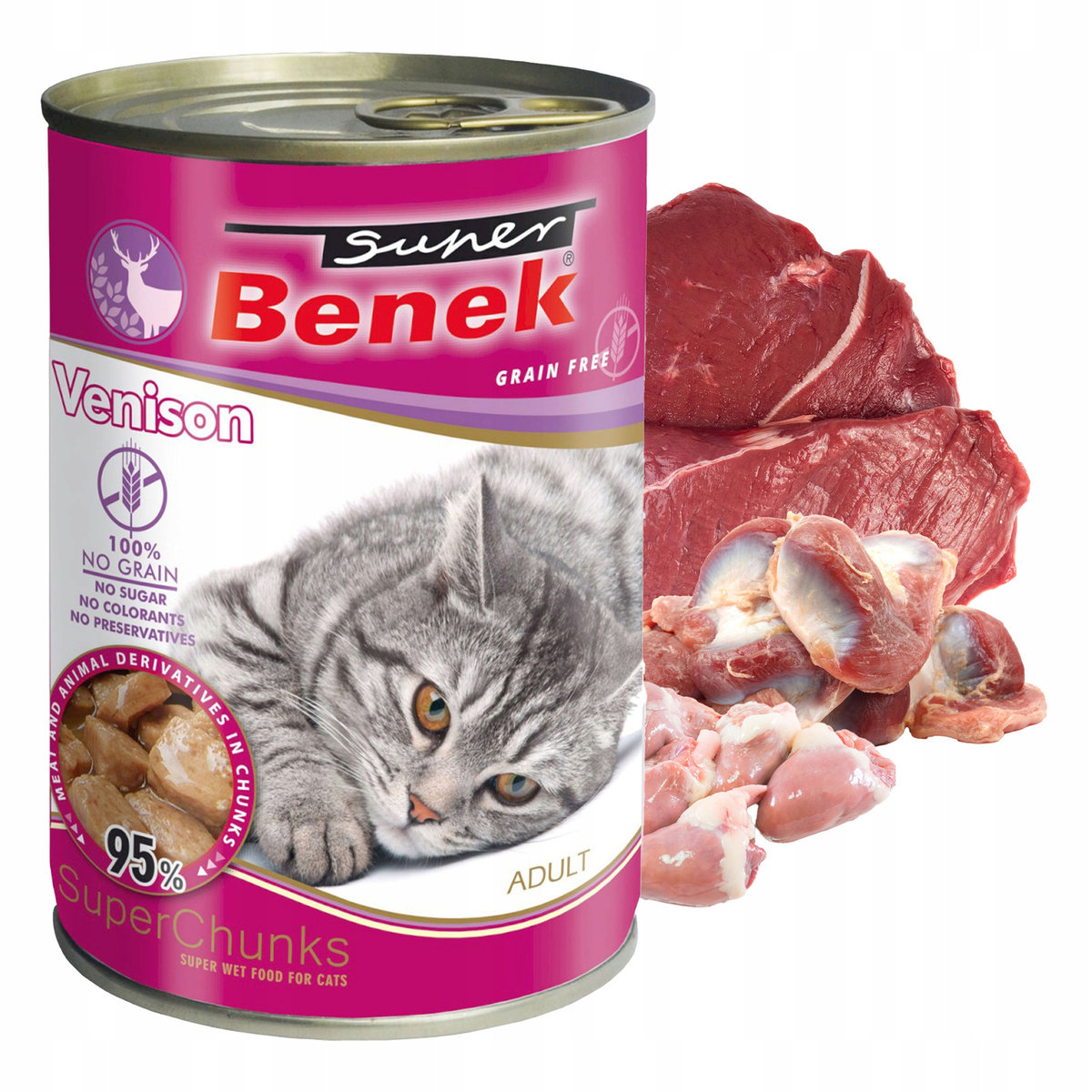 BENEK Chunks Karma mokra dla kota Dziczyzna 415g Bezzbożowa - Super ...
