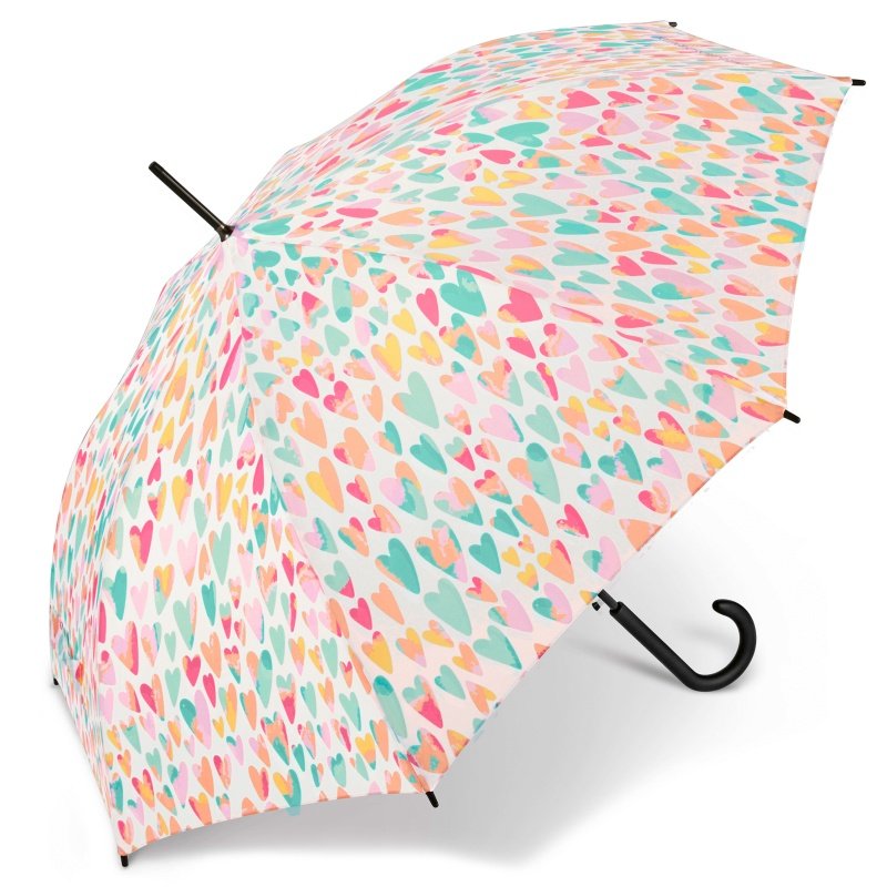 Benetton 59040 parasolka automat parasol damski biały w kolorowe serca ...