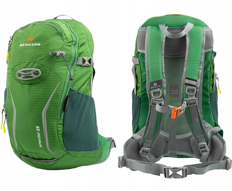 BERGSON ARENDAL 25L | LEKKI PLECAK SPORTOWY | WENTYLOWANY | ZIELONY ...