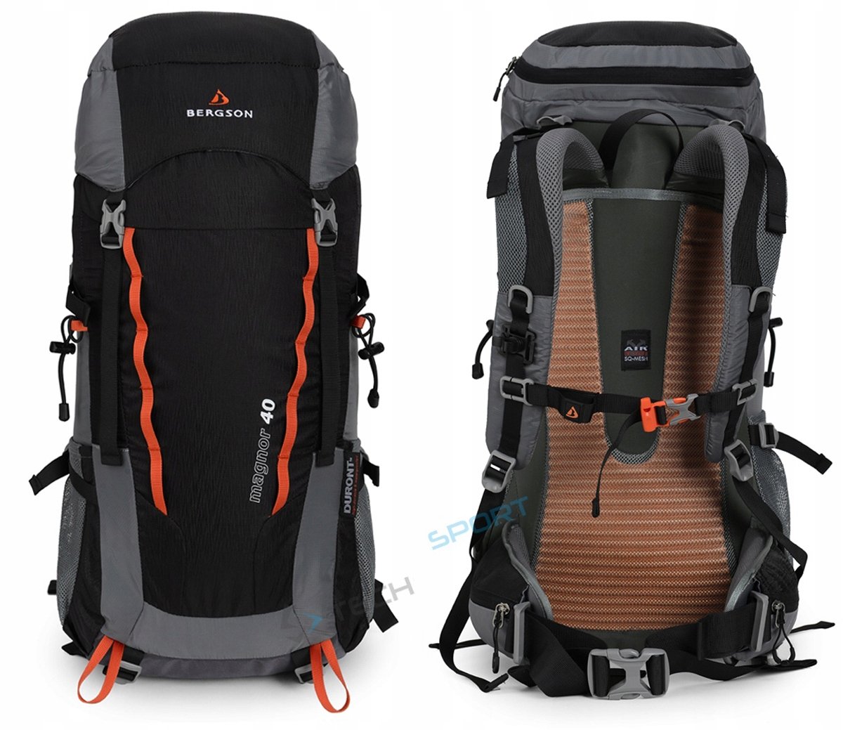 BERGSON MAGNOR 40L | POJEMNY LEKKI PLECAK TREKKINGOWY Z WENTYLACJĄ ...