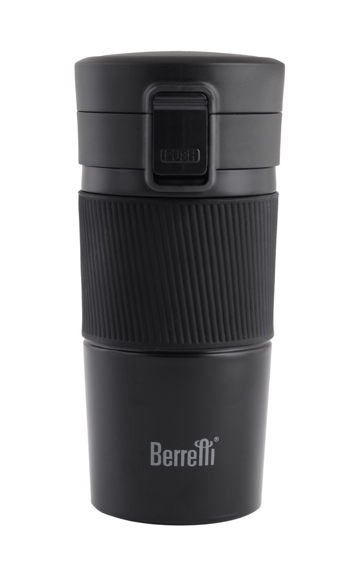 Berretti Kubek Termiczny Push Nierdzewny Czarny Kawę Herbatę Napoje 400Ml Termos - Berretti ...