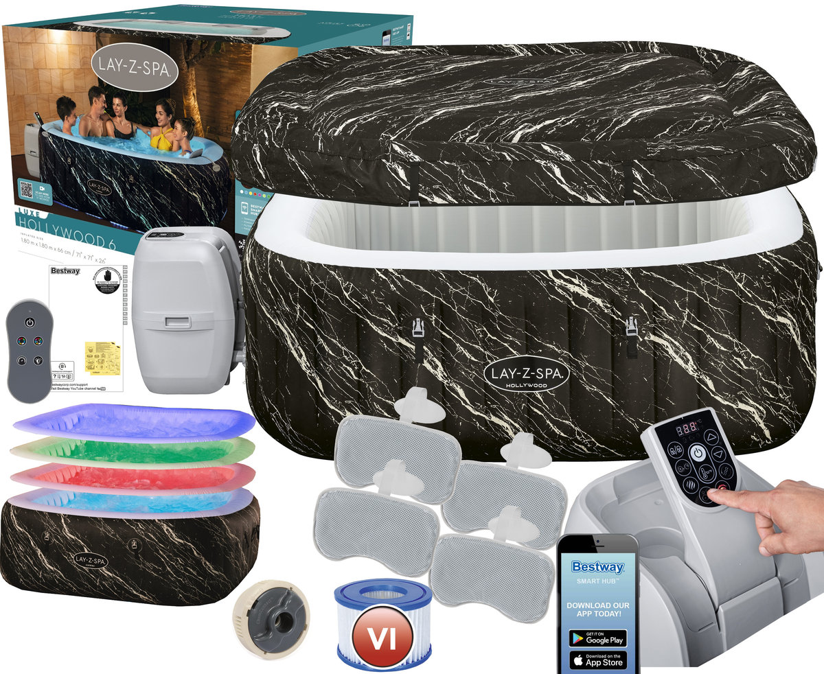 Bestway 6001F Nadmuchiwane Ogrodowe Domowe Spa Hydromasaż 6Os Led ...