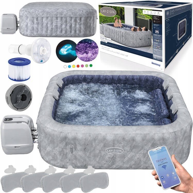 Bestway Lay-Z-Spa San Francisco Pro 7 Wi-Fi aplikacja LED 5-7osob 6001Q ...