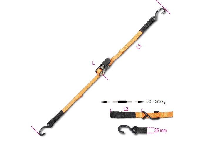 Beta Pas Mocujący Z Napinaczem Zapadkowym, Z 2 Hakami I Uchami, Z ...