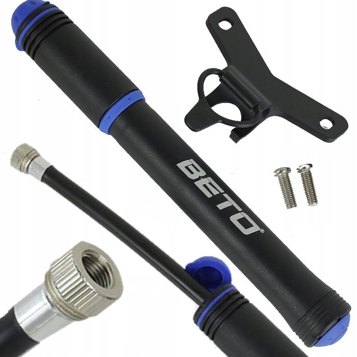 Beto pompka rowerowa z wężykiem zawór samochodowy AV presta FV + uchwyt ...