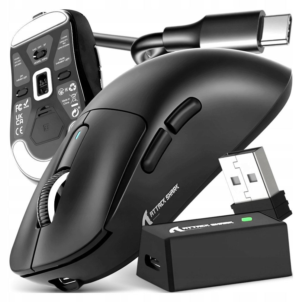 Bezprzewodowa Mysz Gamingowa Attack Shark X3PRO 8K Tri-Mode PAW3395 ...