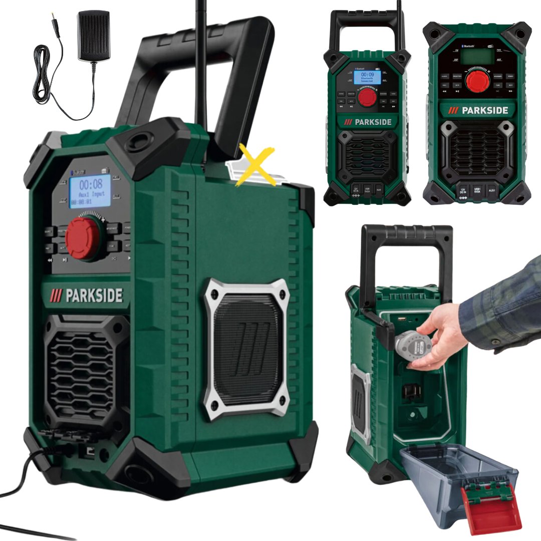 Bezprzewodowe RADIO BUDOWLANE PARKSIDE PBRA 20-Li B2 20V Bluetooth ...