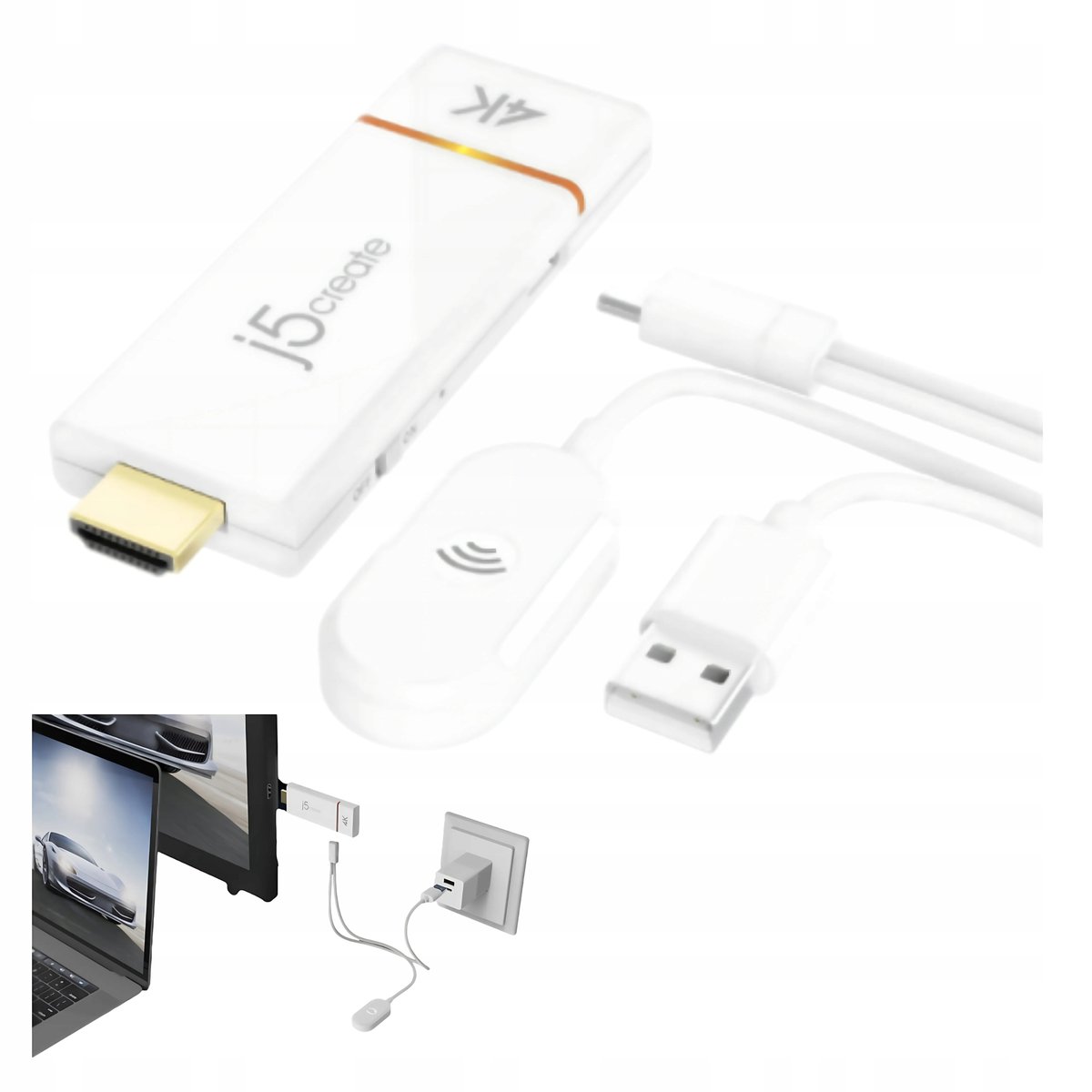 Bezprzewodowy Adapter Screen Cast 4K 1080p Wi-Fi 5GHz z HDMI Do Ekranu ...