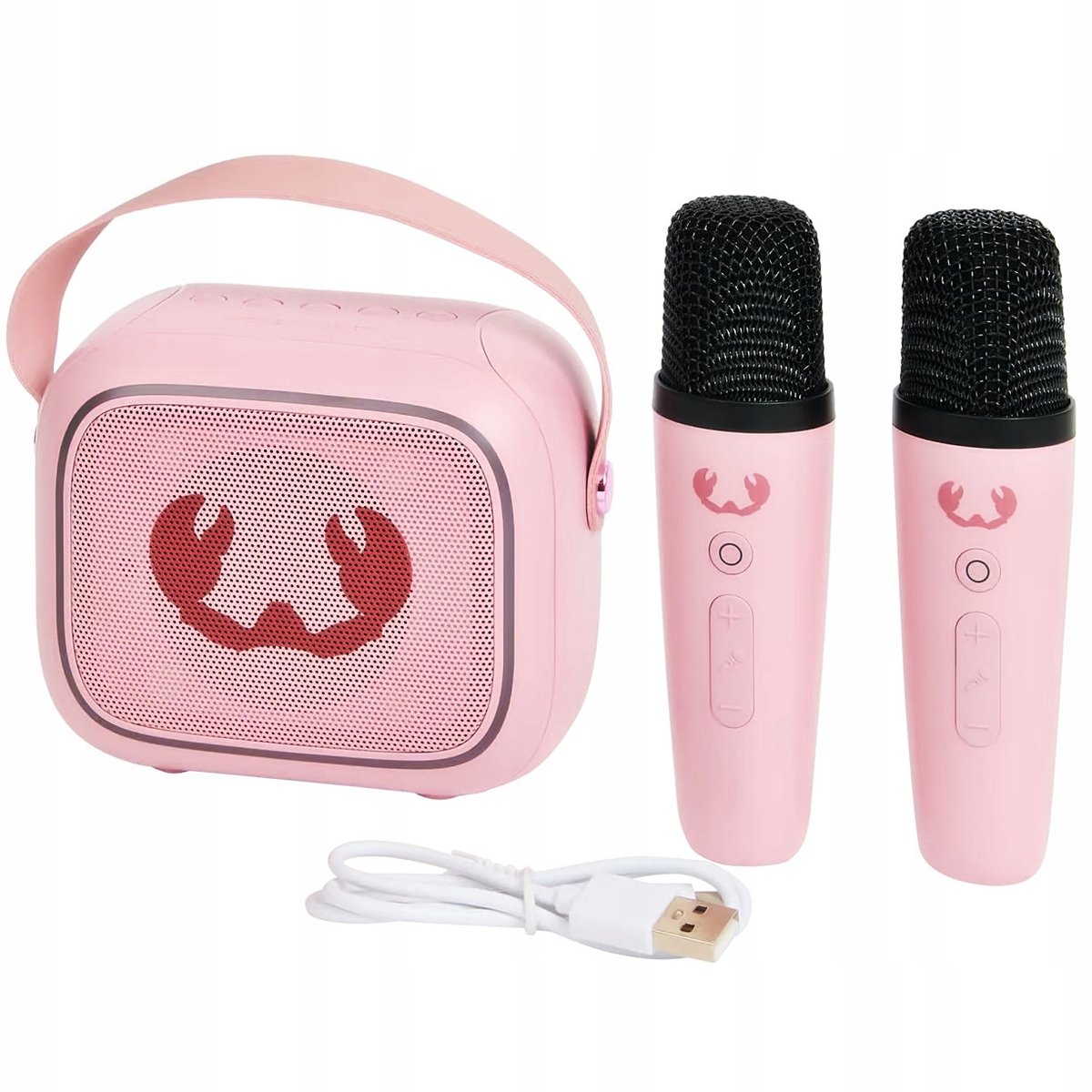 Bezprzewodowy Głośnik 5W 2x Mikrofon zest Karaoke Pretty Pink Fresh n ...