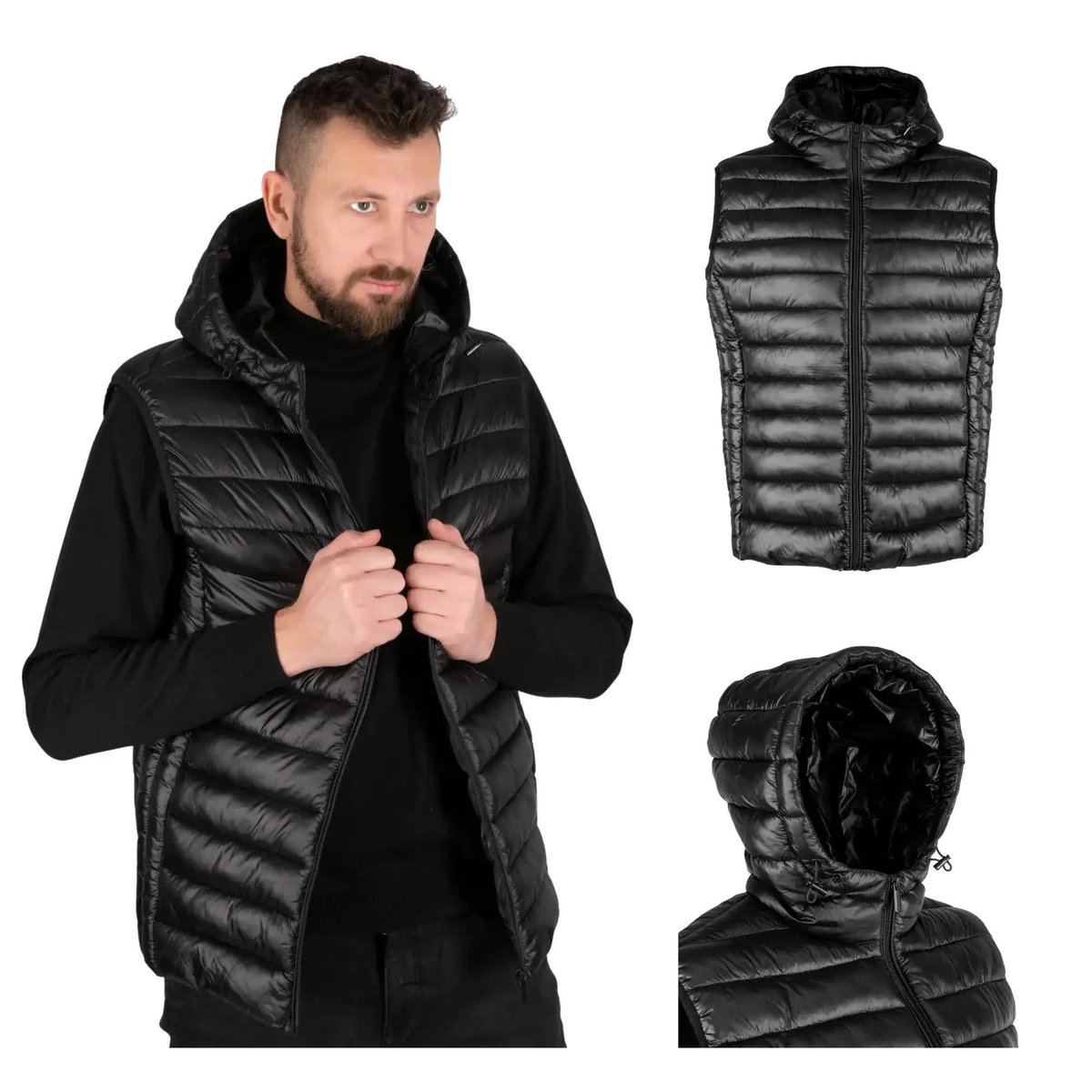 Bezrękawnik męski z kapturem czarny LIPARI Captain Mike XXL - Captain ...