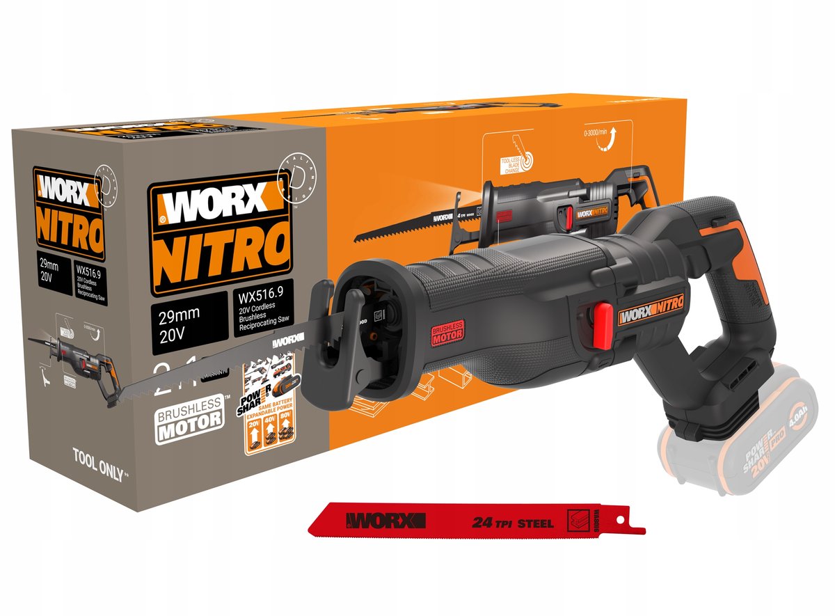 Bezszczotkowa Piła Szablasta Worx Wx516.9 30Mm 20V - WORX | Sklep EMPIK.COM