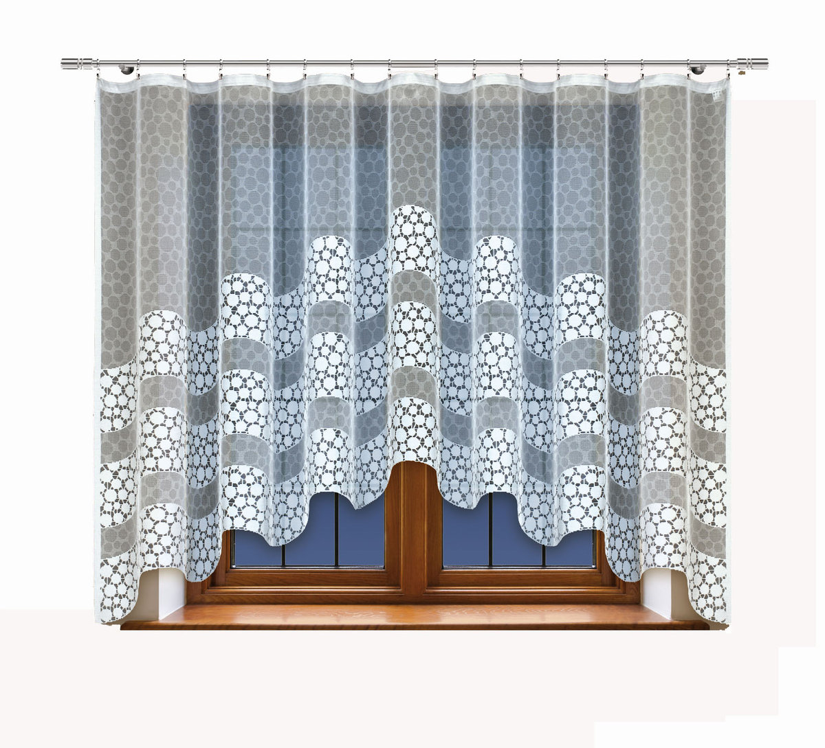 Biała żakardowa firanka z taśmą 250141 160 x 400cm MONDOMI - Mondomi ...