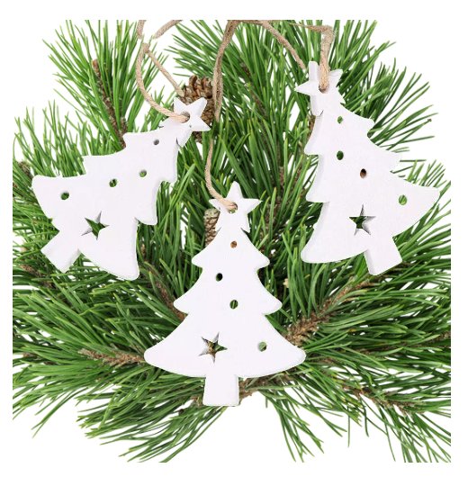 Białe Drewniane zawieszki bombki na choinkę w kształcie choinki juta 6 szt - Inna marka | Sklep ...