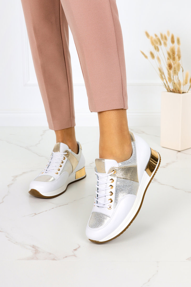 Białe sneakersy Kati buty sportowe sznurowane polska skóra 7003/B179-41 ...