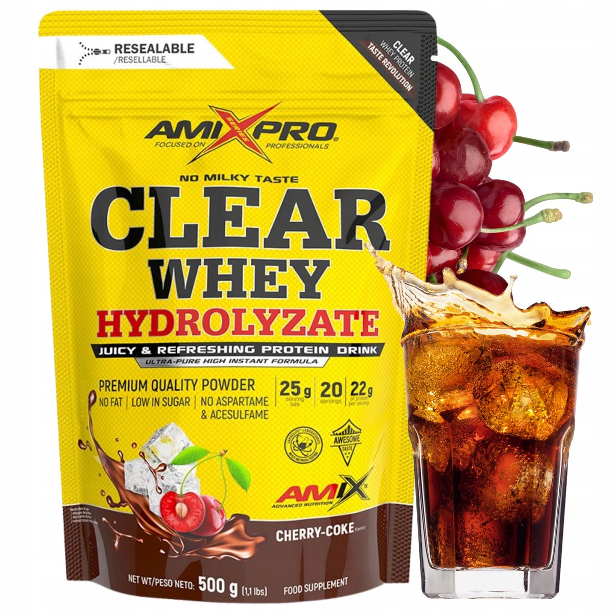 Białko Clear Whey Protein WPH Hydrolizat Białka Serwatki 500g Cherry ...