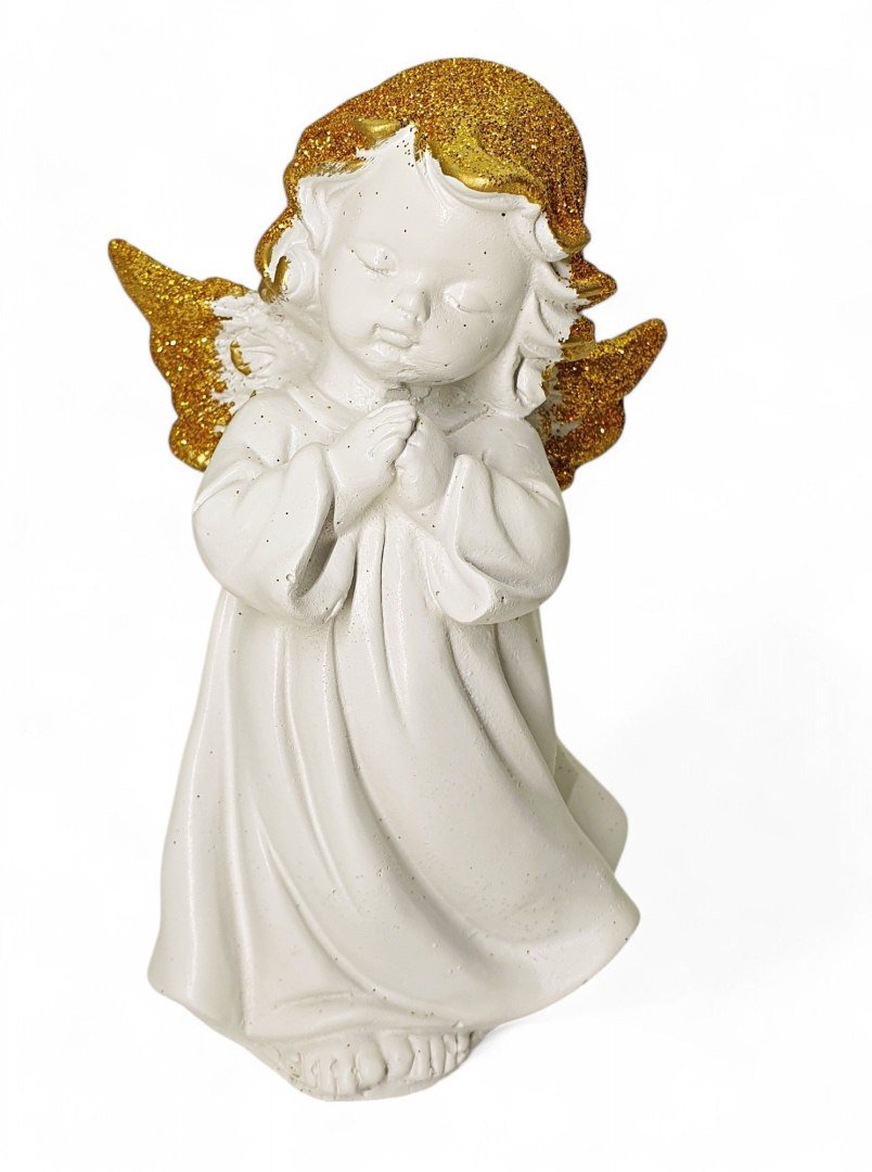 Biały Aniołek Figurka Dekoracyjna Anioł Z Brokatem 13Cm - SEZONA ...