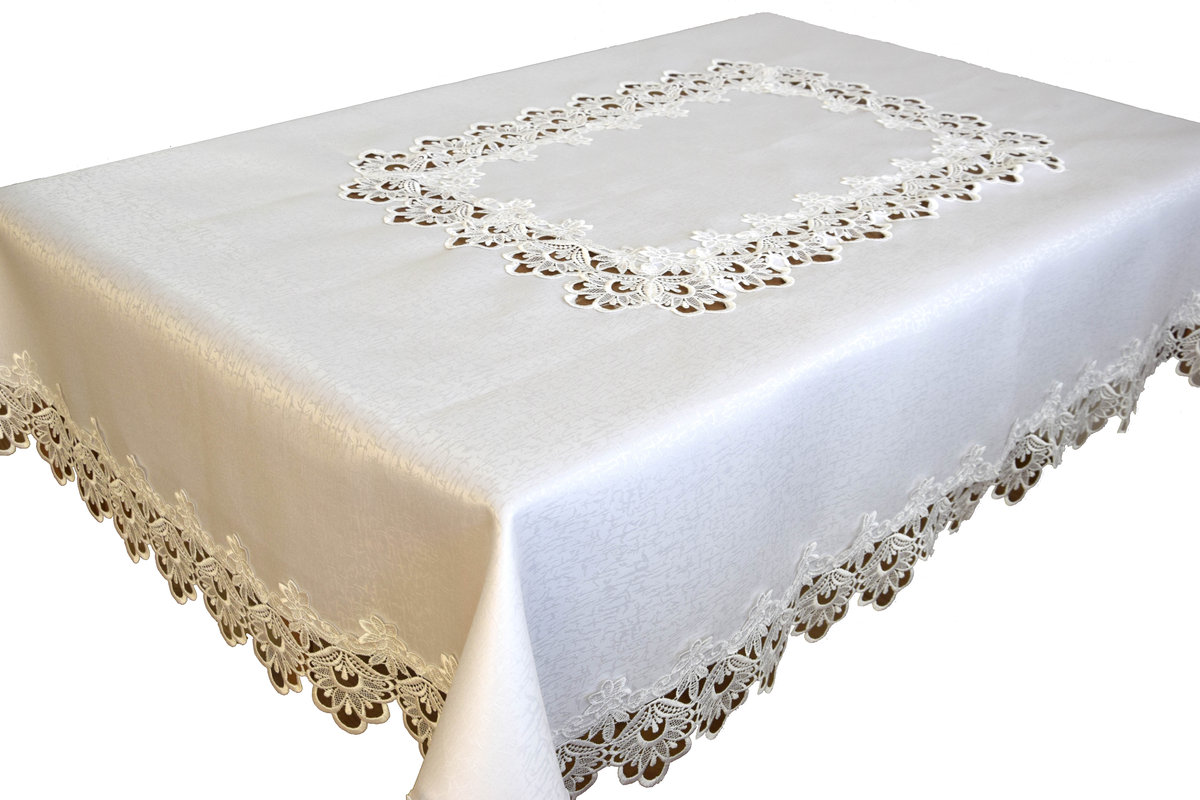 Biały OBRUS Z Gipiurą 110/160 Białe OBRUSY - MAGBA FASHION | Sklep EMPIK.COM