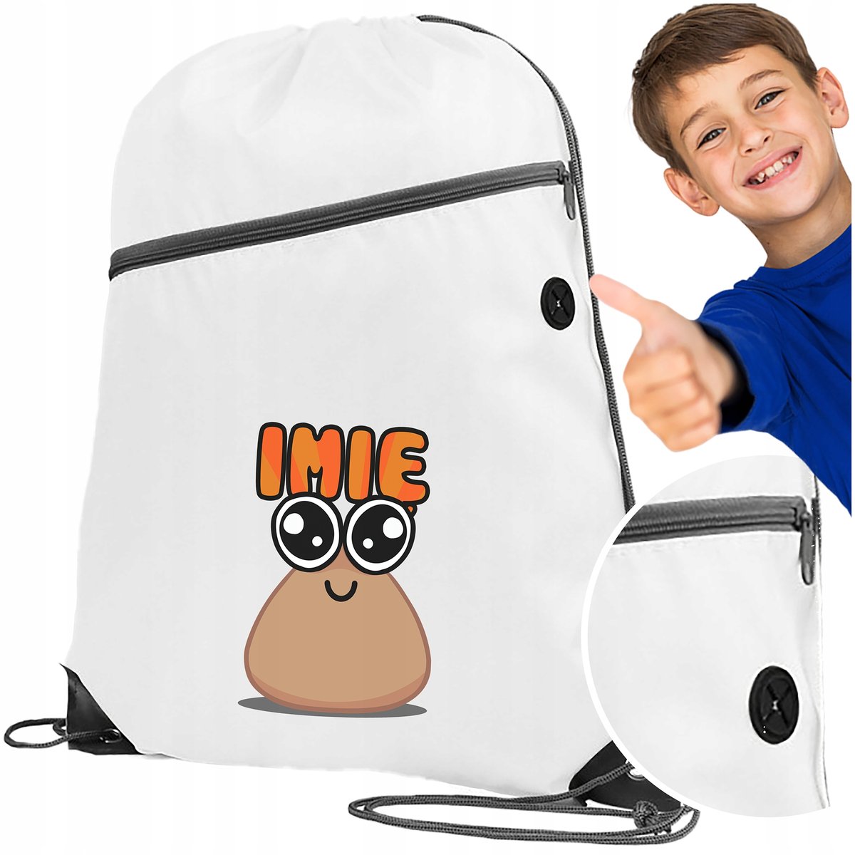 BIAŁY WOREK PLECAK SZKOLNY NA BUTY DO SZKOŁY PRZEDSZKOLA POU KOSMITA ...