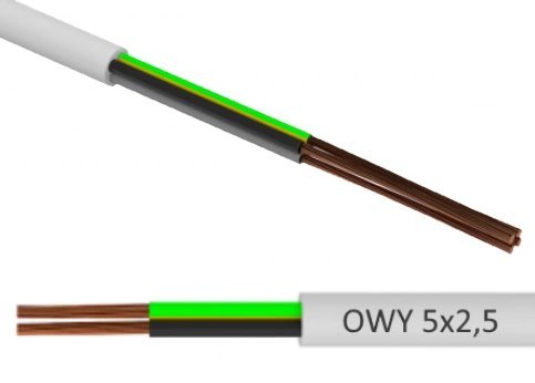 BIAŁY ZAMEL Przewód Kabel OWY 5x2,5 linka elastyczna - ZAMEL | Sklep EMPIK.COM