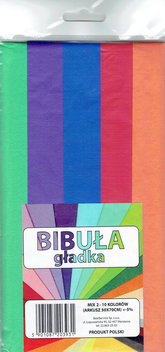 Bibuła gładka, różne kolory, 10 sztuk - BESTSERVICE | Sklep EMPIK.COM