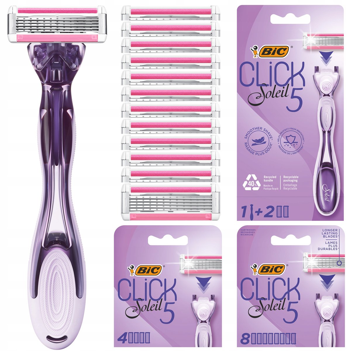 Bic Click Soleil 5 Zestaw Maszynka Do Golenia Dla Kobiet + 14 Wkładów ...