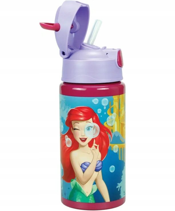 bidon aluminiowy ze słomką Księżniczki Disney Mała Syrenka Ariel 500ml ...