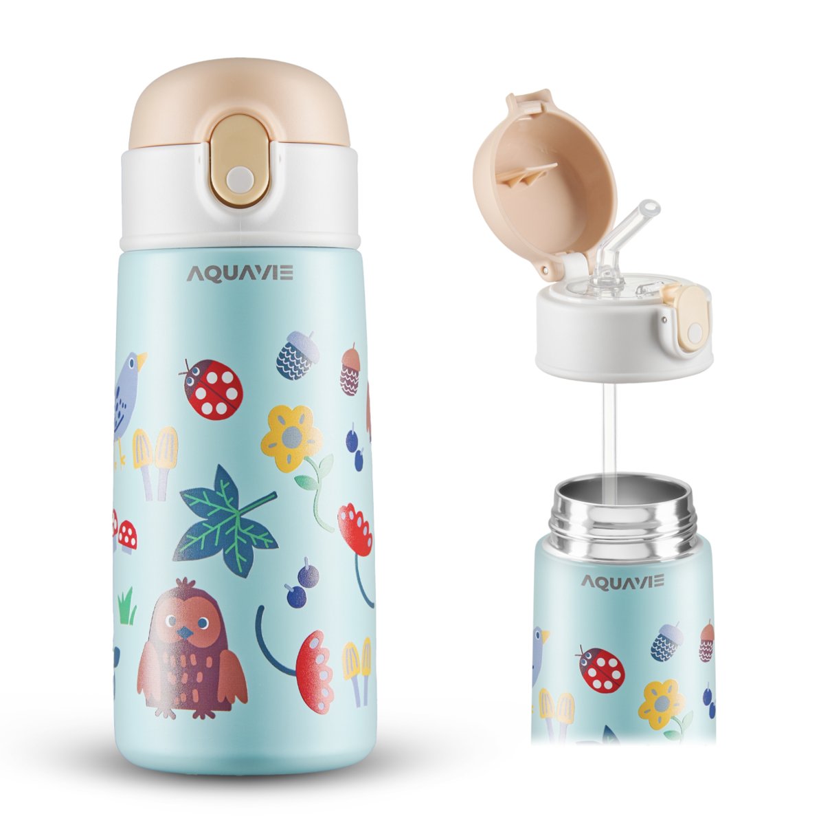 Bidon termiczny kubek termos dla dzieci 500ml AQUAVIE Termobutelka słomka - Inna marka | Sklep ...