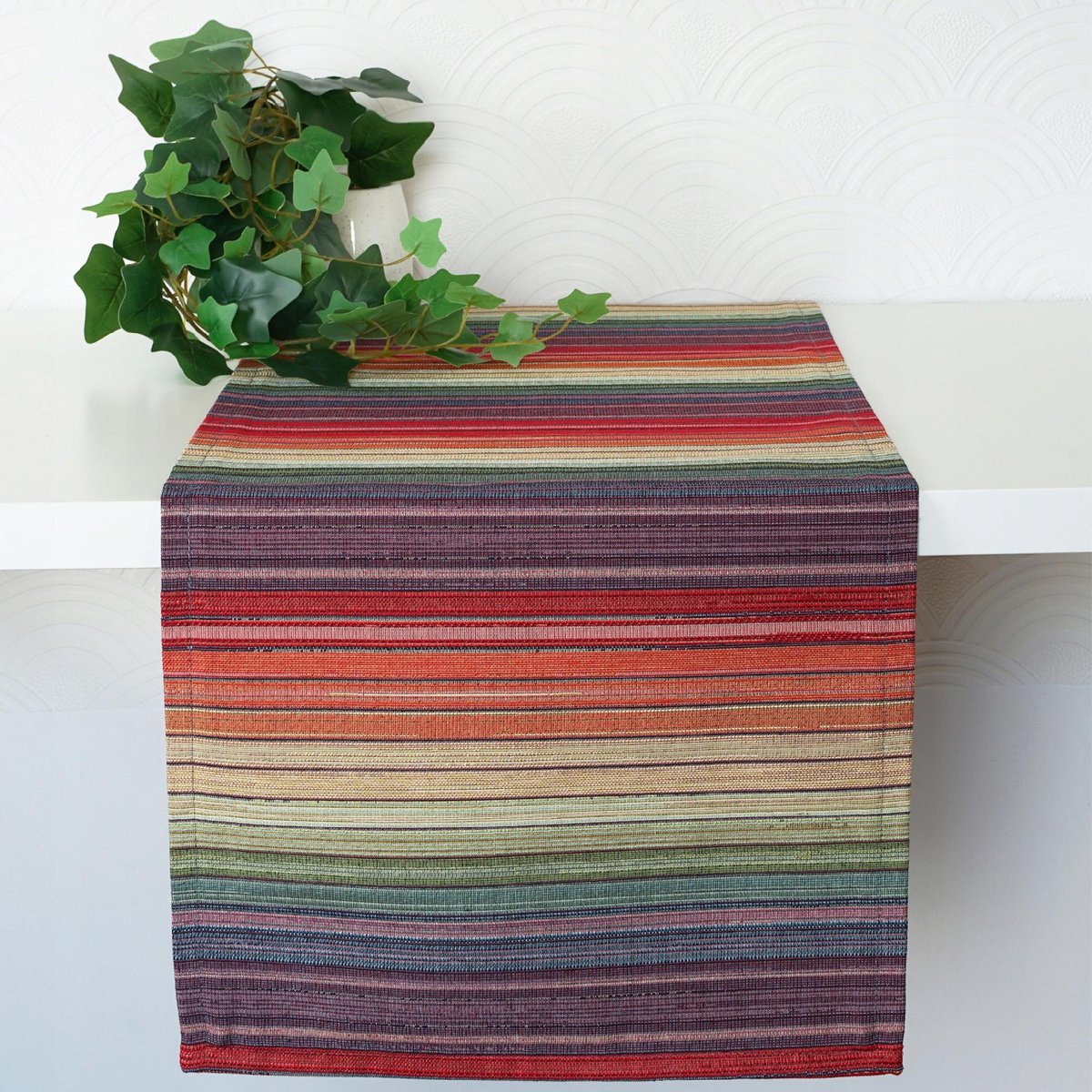 BIEŻNIK DŁUGI NA ŁAWĘ LUB STÓŁ KOLOROWY WZÓR TĘCZA PASKI GOBELIN 240CM ...